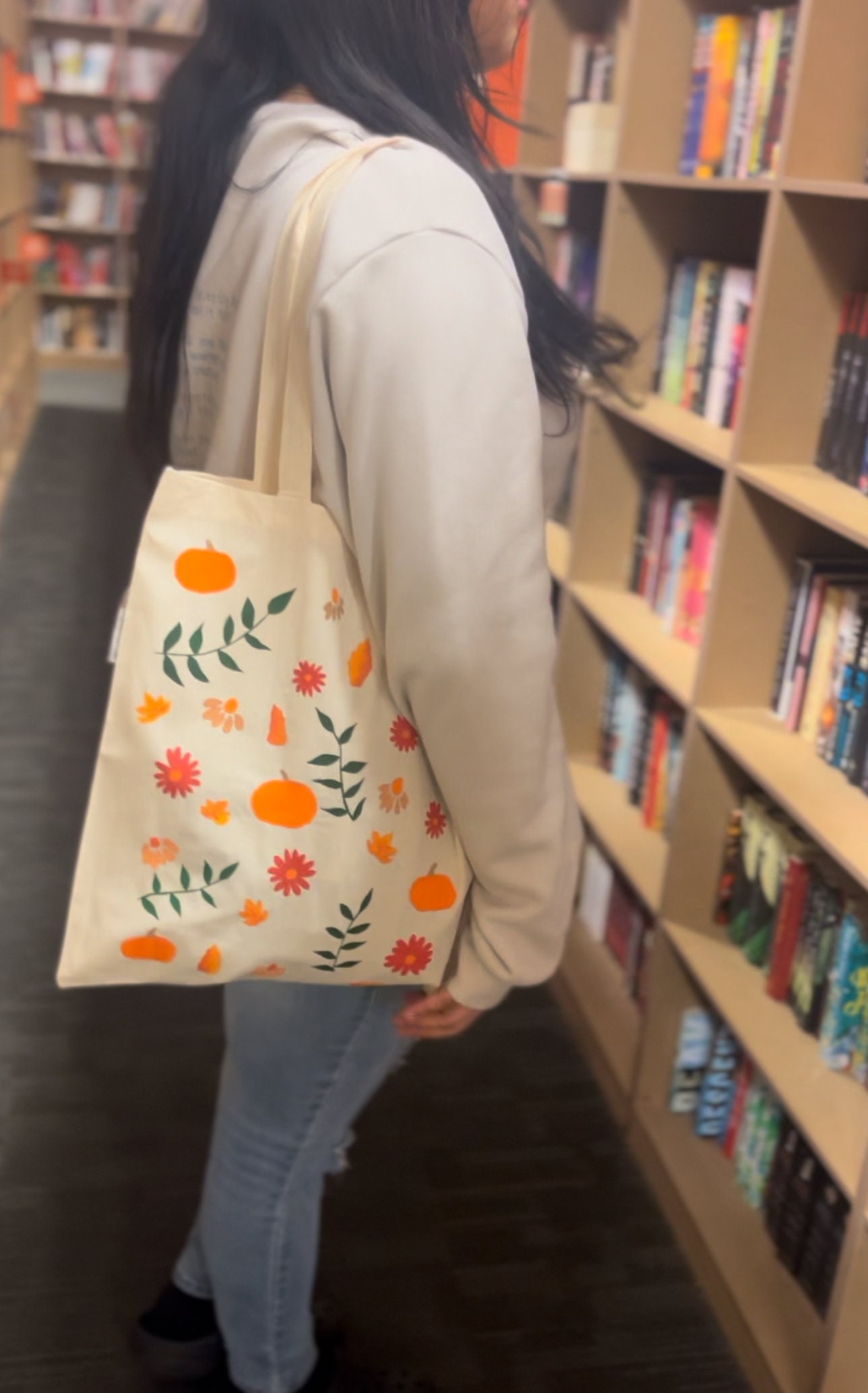 Fall Things Hand Painted Tote Bag, Eco Friendly Reusable Tote Bag ...