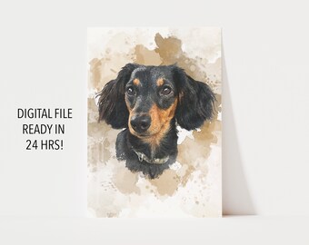Custom Pet Portraits Using Pet Photo Personalized Digital Dog Portraits Cat Portraits Custom Dog ...