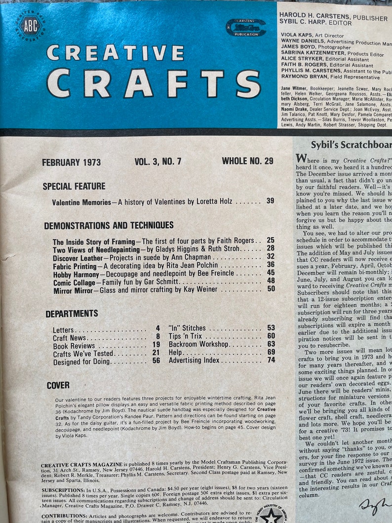 Creative Crafts Magazine February 1973 - Etsy