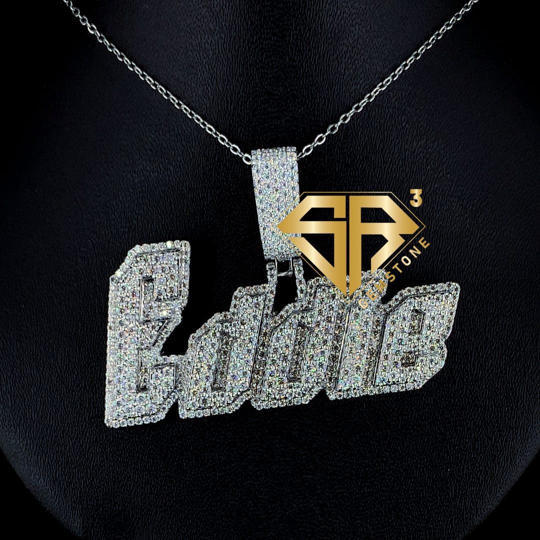 Custom Stacked Name Plate Pendant,hip Hop Personalized Varsity Letters ...