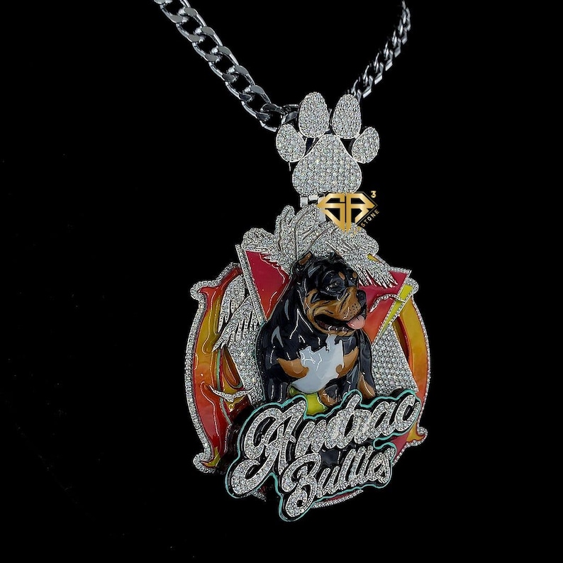 Iced Out Dog Face 3D Photo Pendant,personalized Custom Rapper's Jewelry ...
