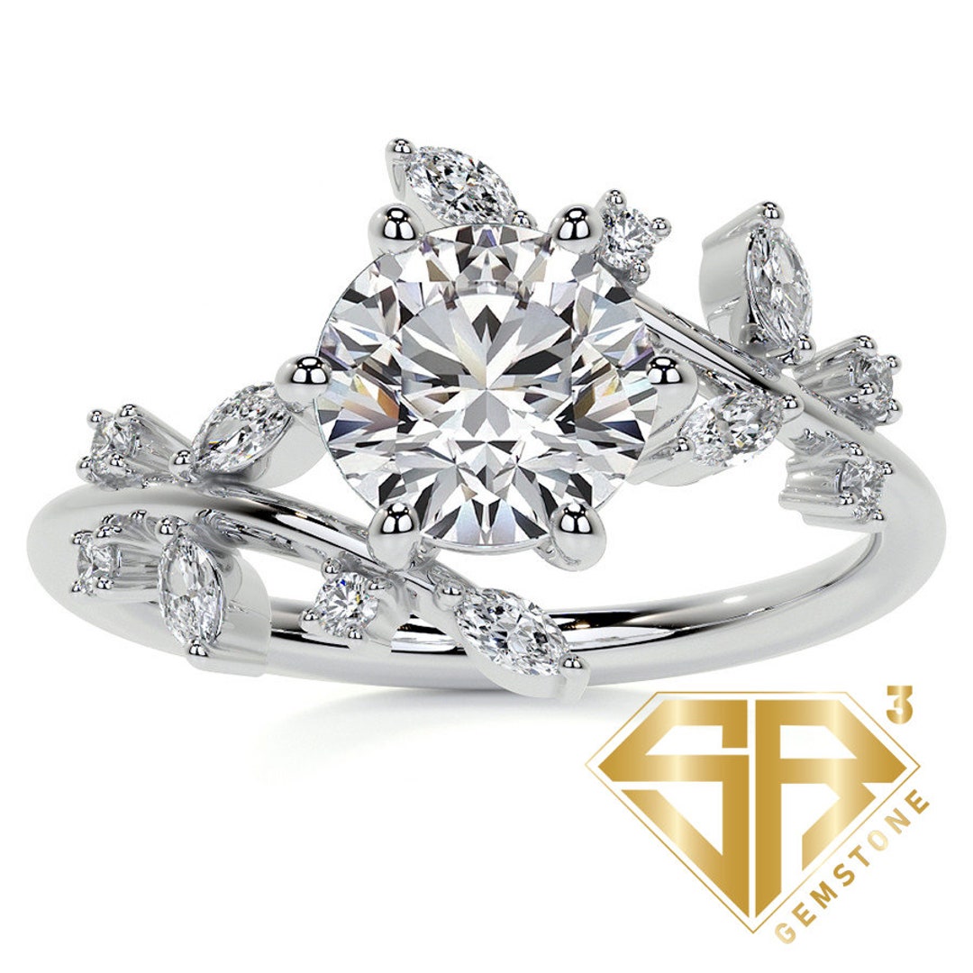 Unique Bypass Set Wedding 2.2 CT Marquise Cut Colorless Moissanite Pave ...