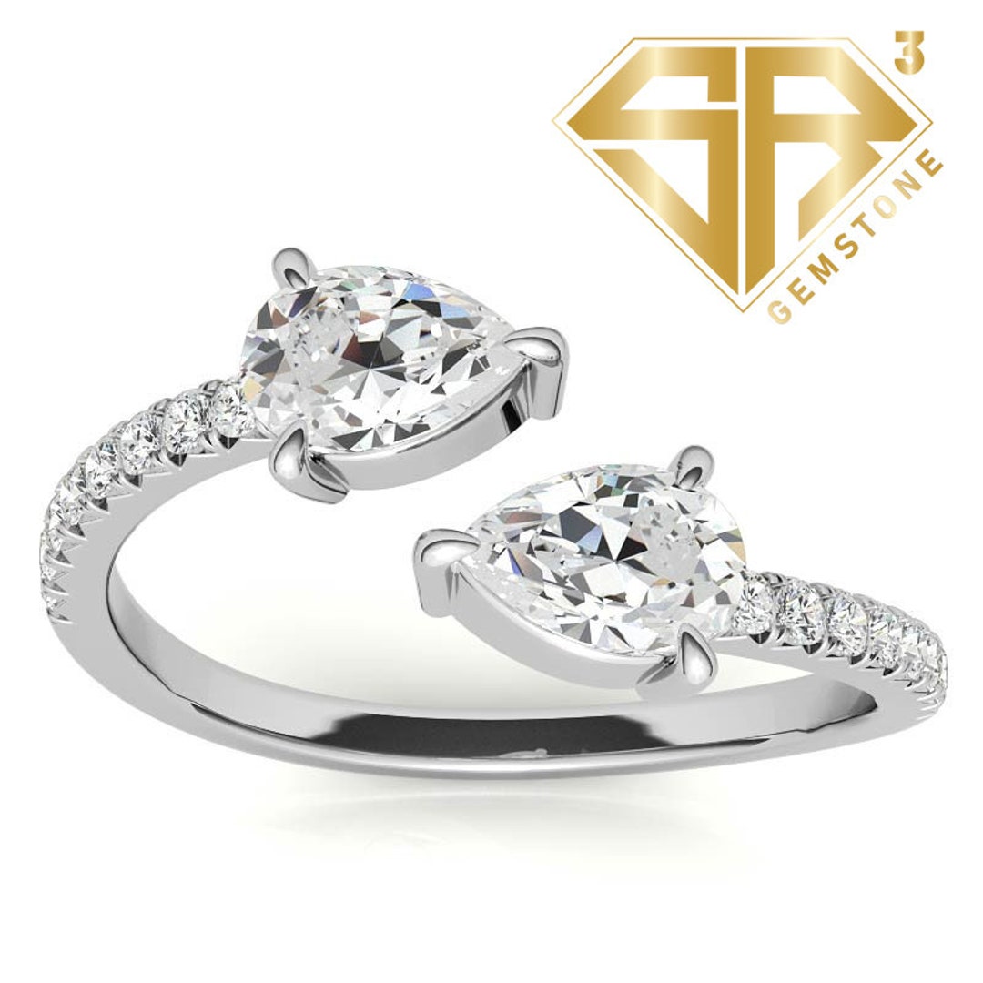 5.00x3.00 MM Pear Cut Full Eternity Moissanite Band / Alternating Party ...