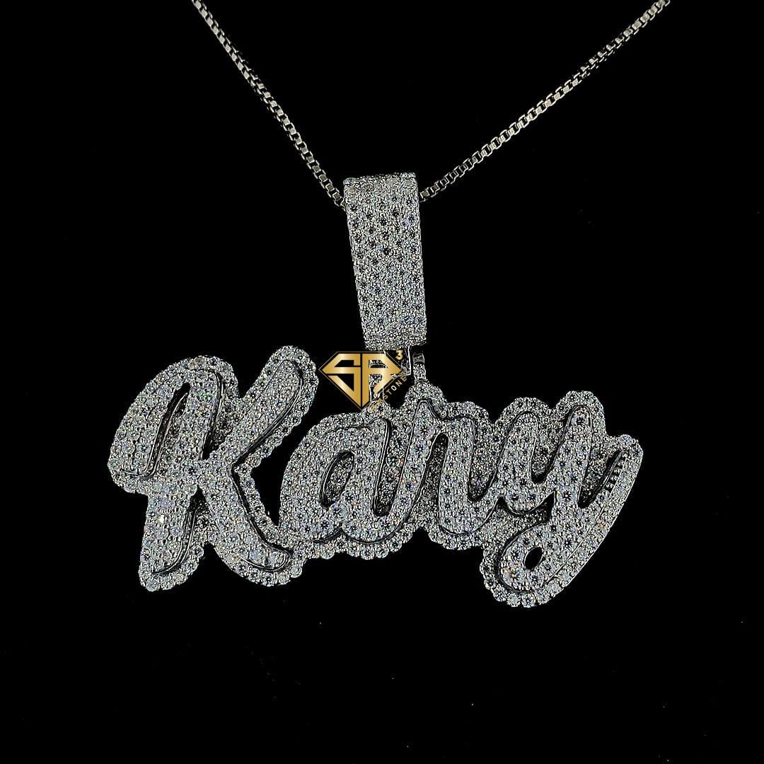 Fine Cursive Letter Custom Bling Name Pendant,unique 925 Sterling ...