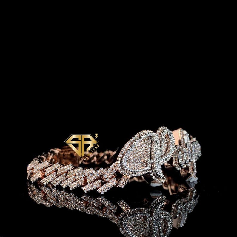 Hip-hop Custom Letter "pulpa" Cuban Link Bracelet,two Tone Rose and ...