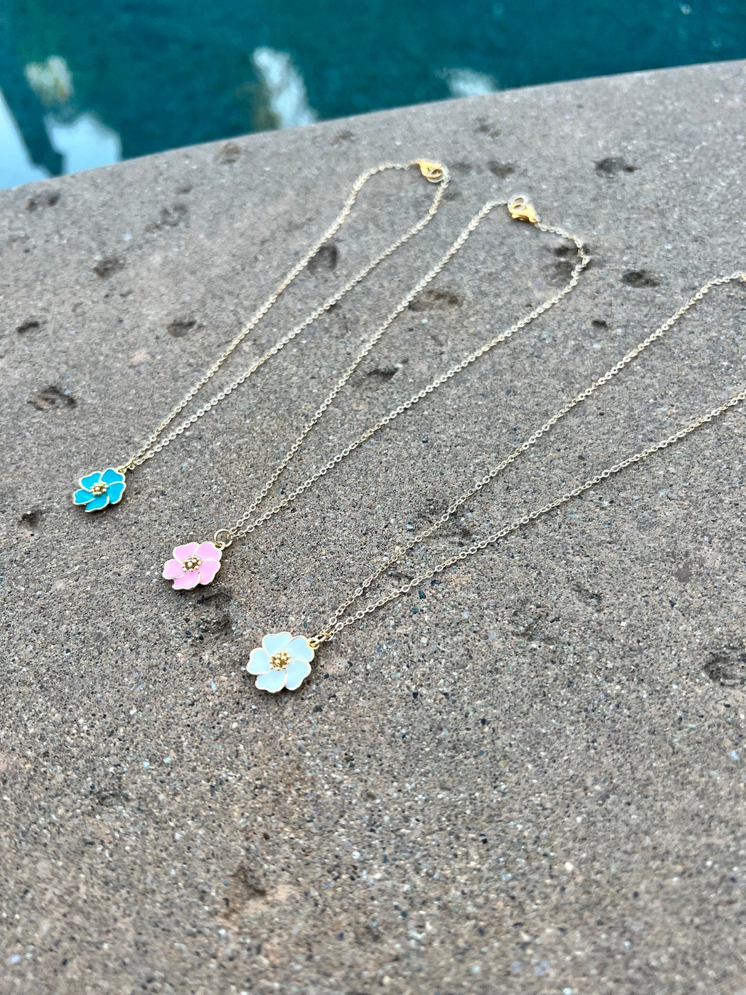 Hibiscus Charm Chain Necklace - Etsy