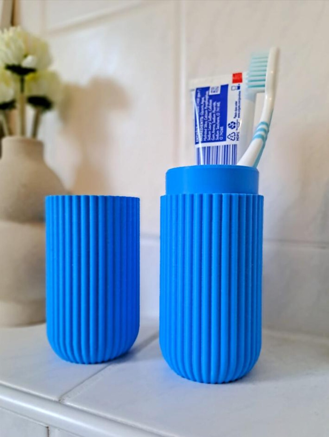 Ribbed Toothbrush & Toothpaste Holder - Etsy