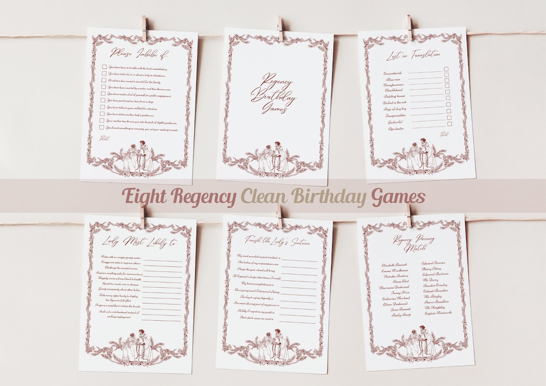 CLEAN Regency Birthday Games for a Classy Period Birthday, Name Day ...