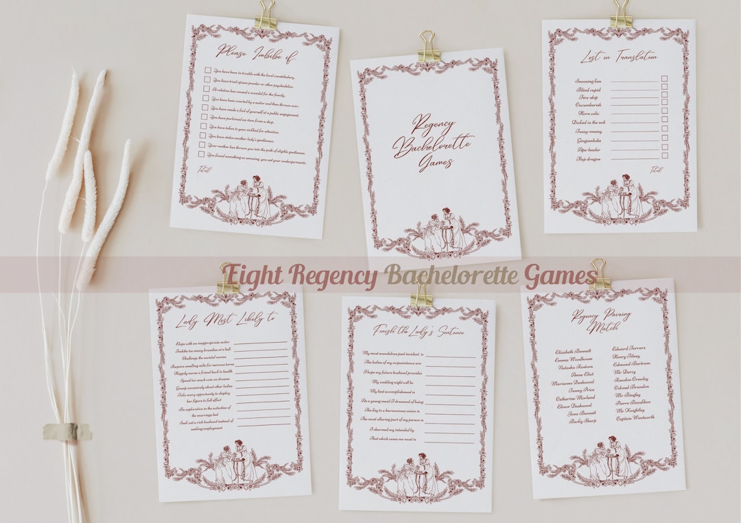 Regency Bachelorette Games for a Classy Period Bridal Shower, Hen Party ...
