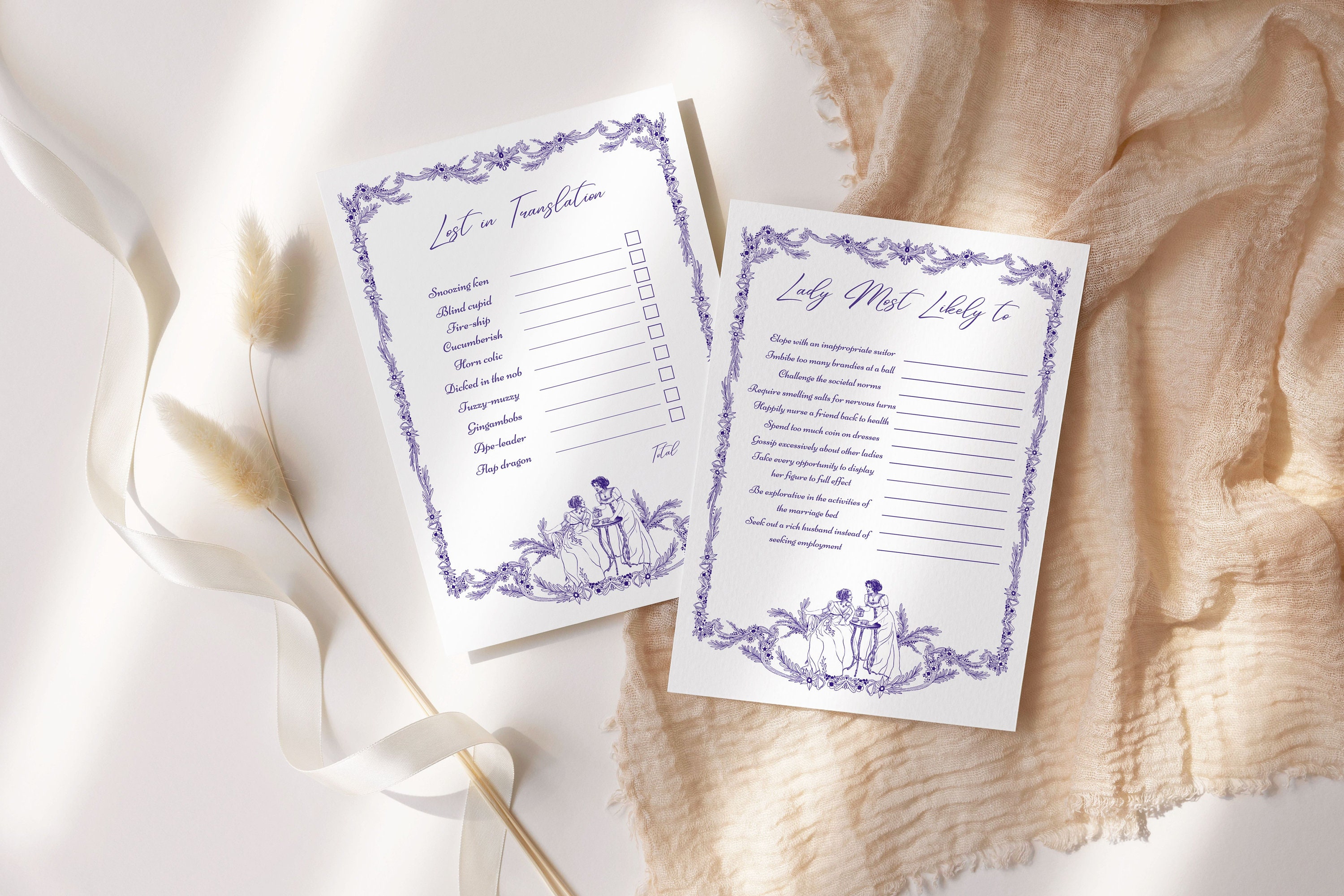 Regency Birthday Games for a Classy Period Birthday, Name Day Bundle ...