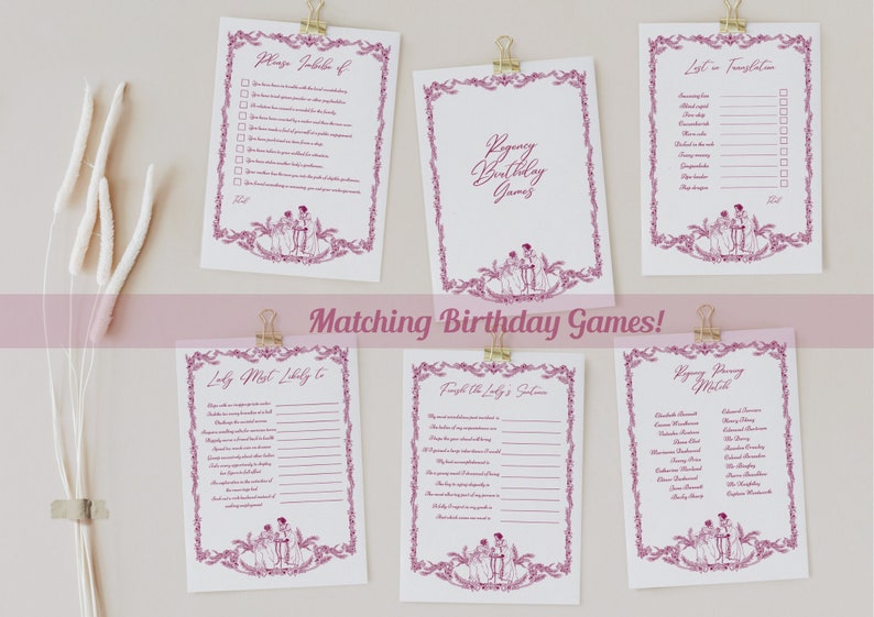 Regency Themed Birthday Invitation Set With Unique Hand-drawn Artwork ...