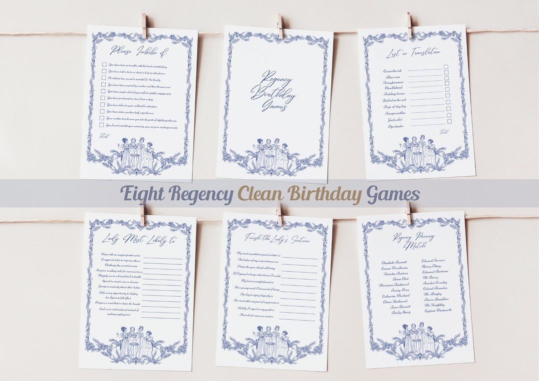 CLEAN Regency Birthday Games for a Classy Period Birthday, Name Day ...