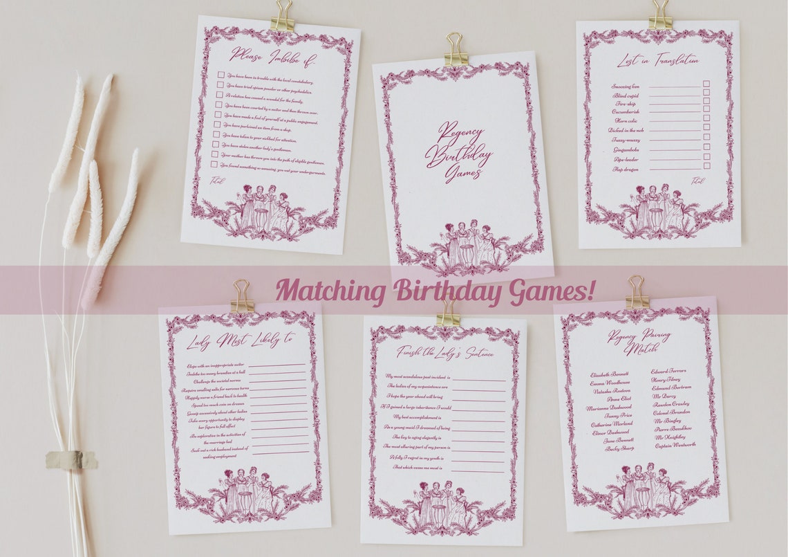 Regency Themed Birthday Invitation With Unique Hand-drawn Artwork for ...