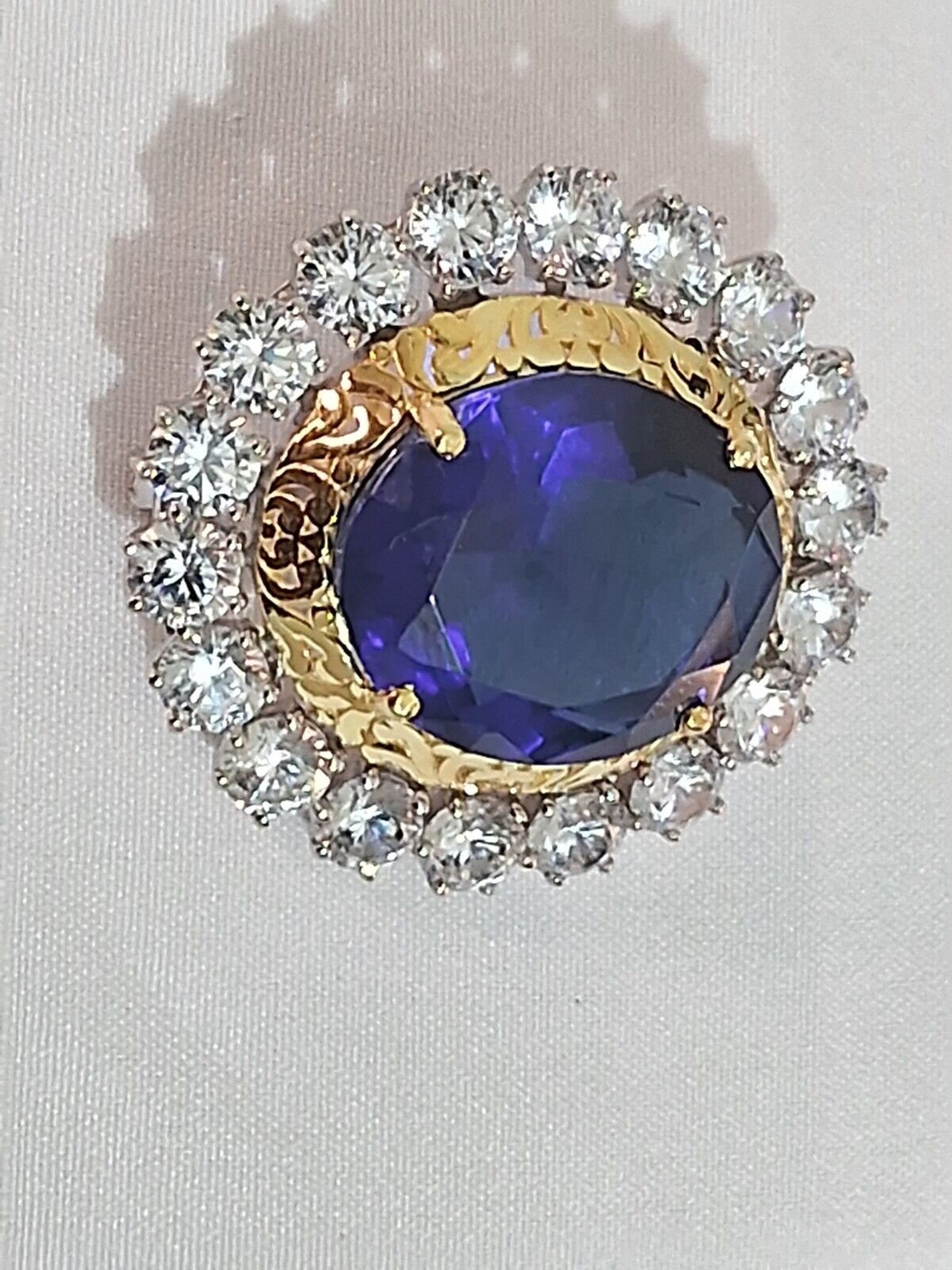 Queen Elizabeth Inspired Oval Cut Sapphire & Cz Halo Brooch Pin in 925 ...