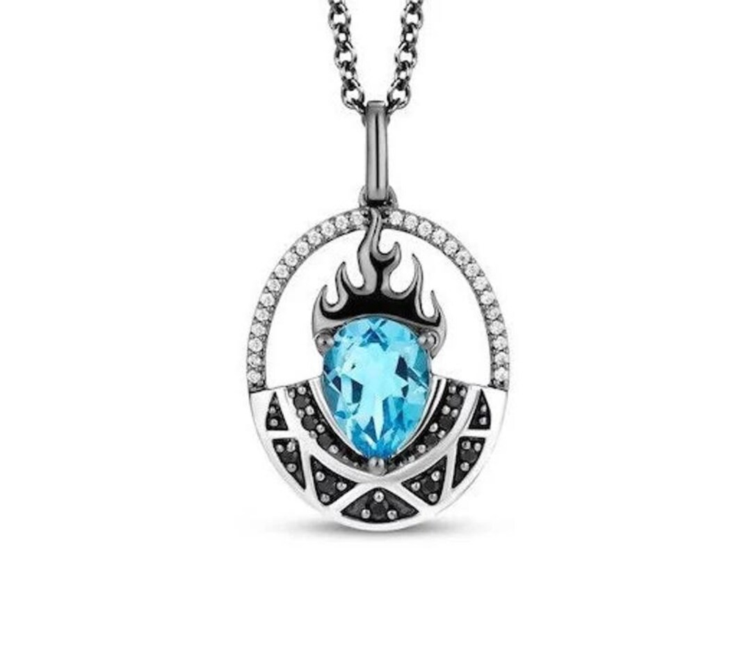 Hercules "hades" Pear-cut Swiss Blue Topaz & Diamond Necklace | 1/4 ...
