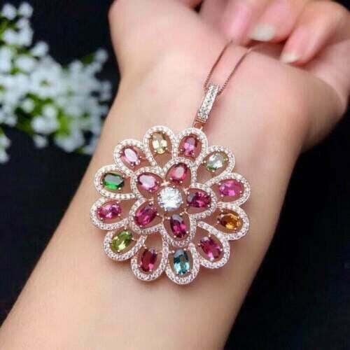 Multicolor Floral Pendant for Women in 925 Sterling Silver | Flower ...