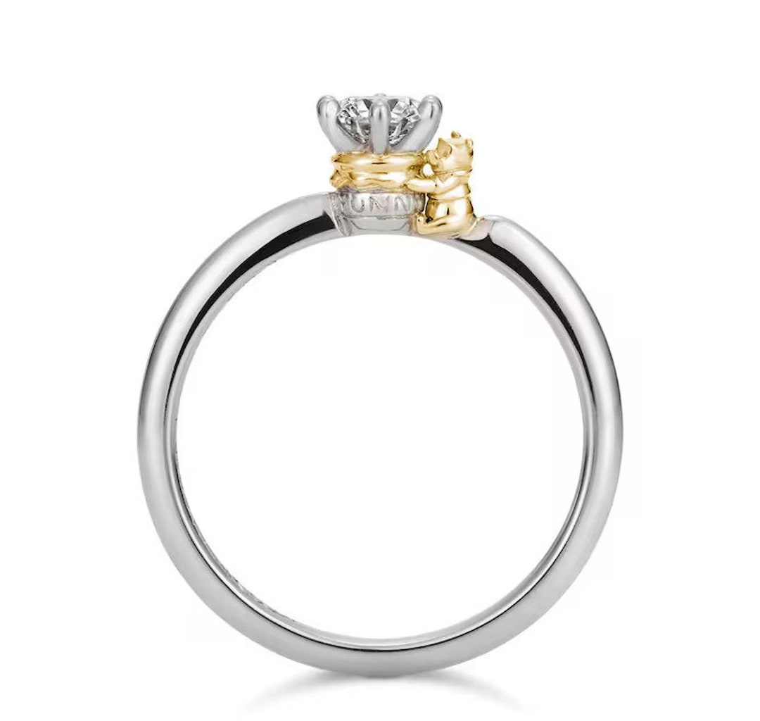 Winnie the Pooh Bear Cartoon Lover Inspired Two Toned Engagement Ring ...