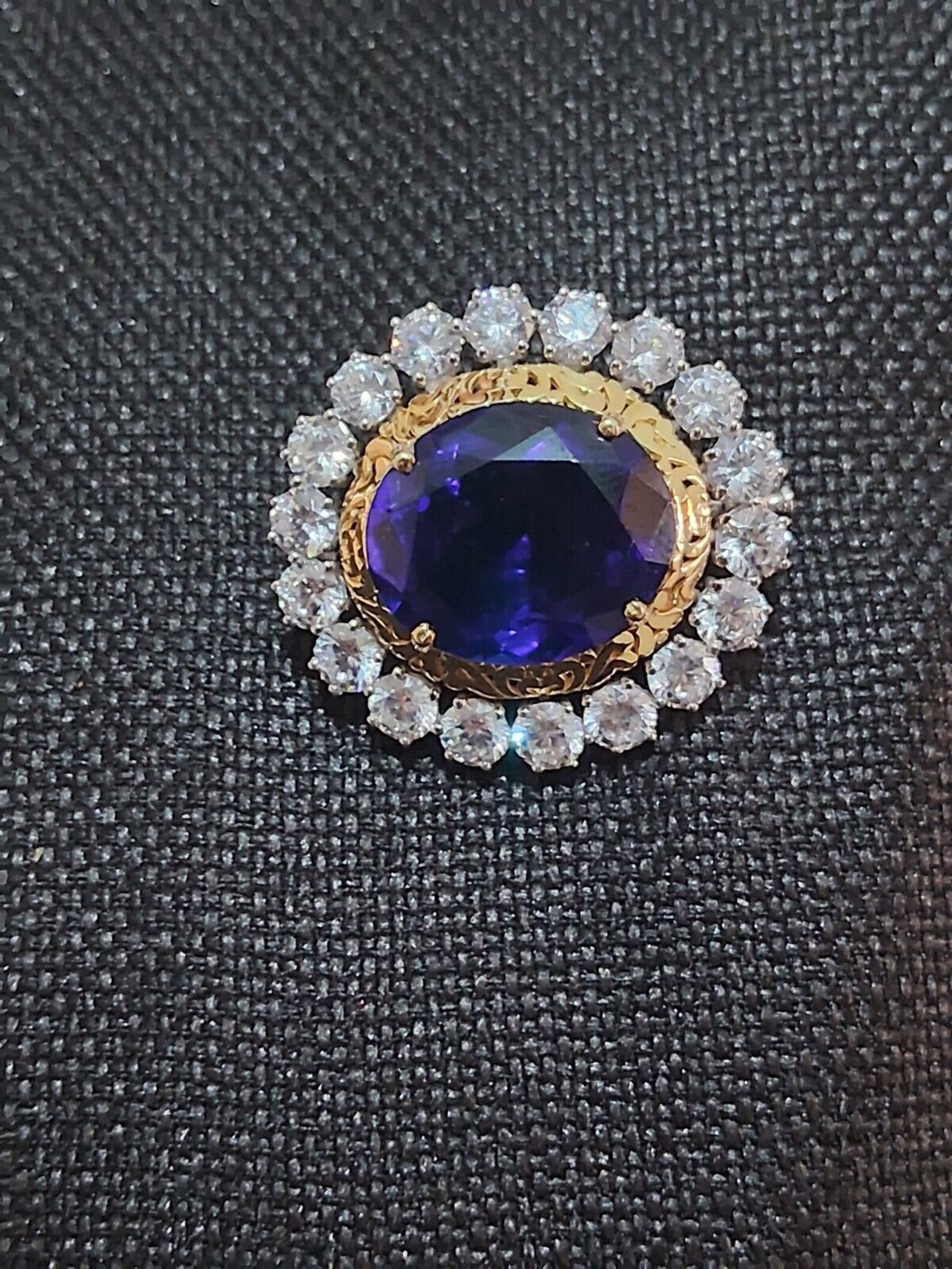 Queen Elizabeth Inspired Oval Cut Sapphire & Cz Halo Brooch Pin in 925 ...