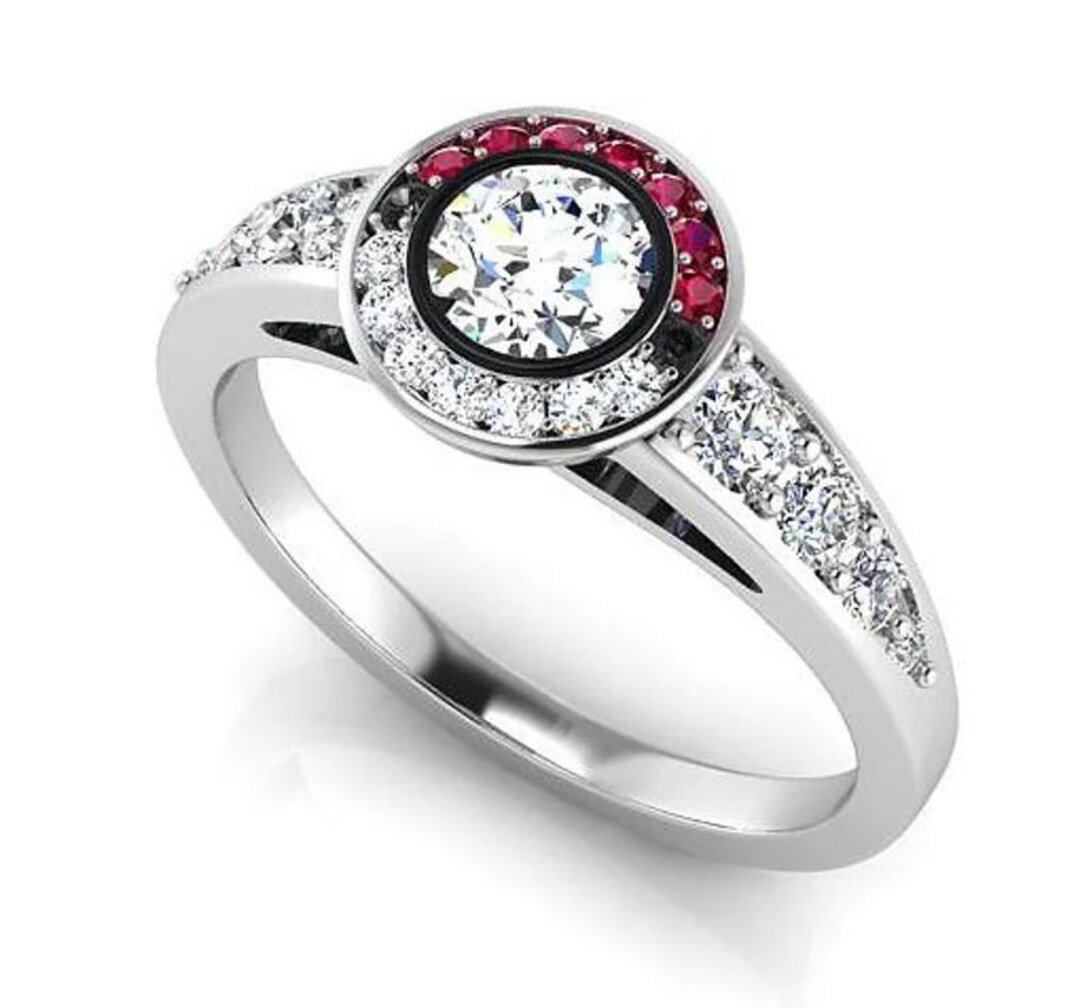925 Sterling Silver Pokemon Inspired Pokeball Red Proposal Ring ...