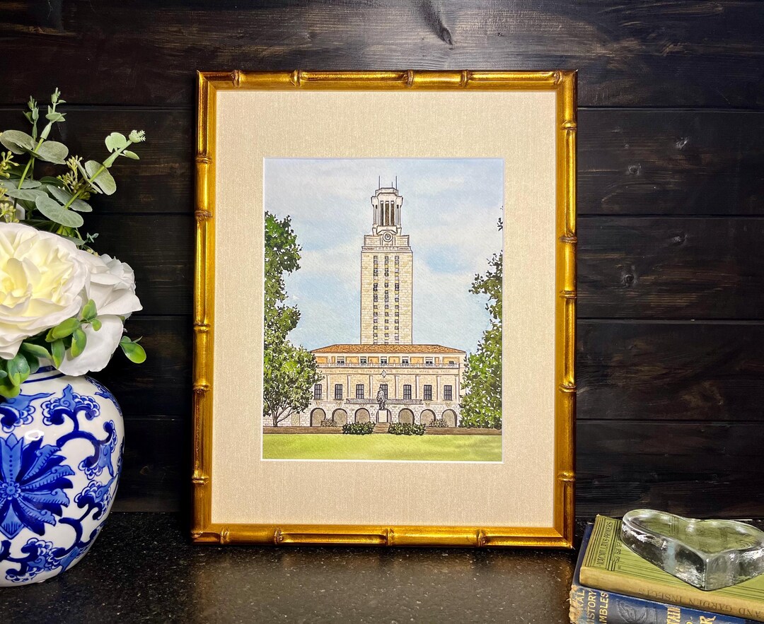 University of Texas at Austin Tower Watercolor Fine Art Print - Etsy