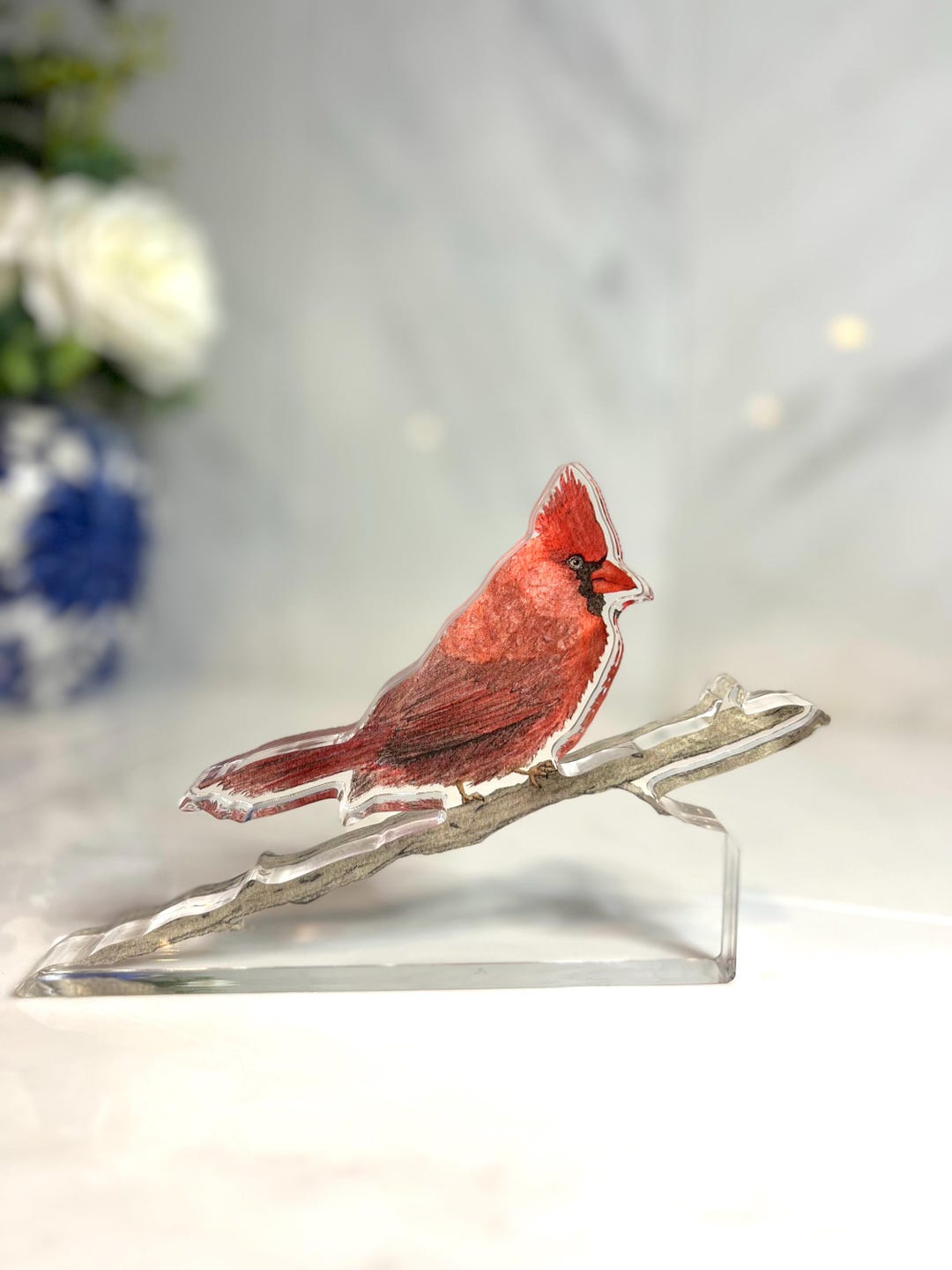 Cardinal Watercolor Art Block | Shelf Decor Gift | Bird Lover Gift - Etsy