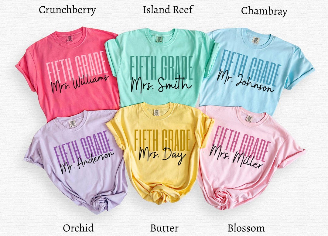 Comfort Colors® Custom Fifth Grade Teacher Shirt,personalized Fifth ...