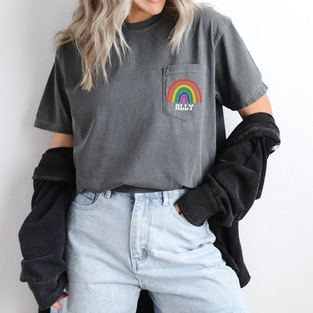 Comfort Colors Pocket Ally Shirt,rainbow Pocket Pride Shirt,pride Ally ...