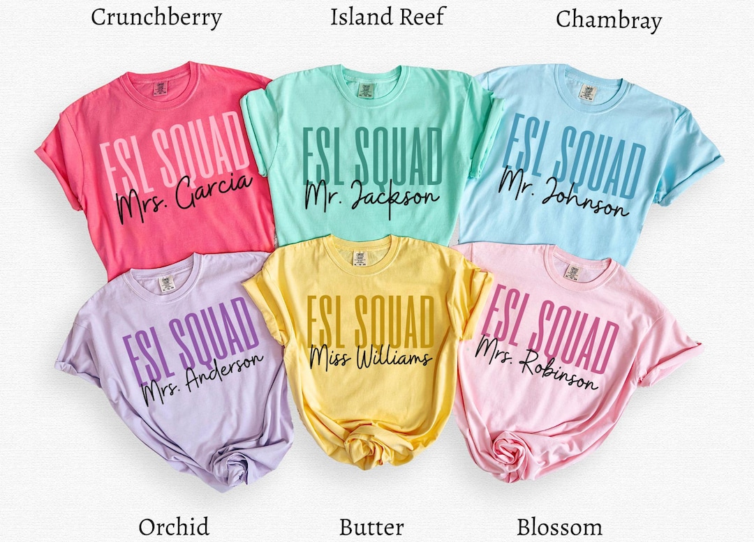 Comfort Colors® Esl Teacher Shirt, Esl Squad Shirts, Teacher Gifts, Esl ...