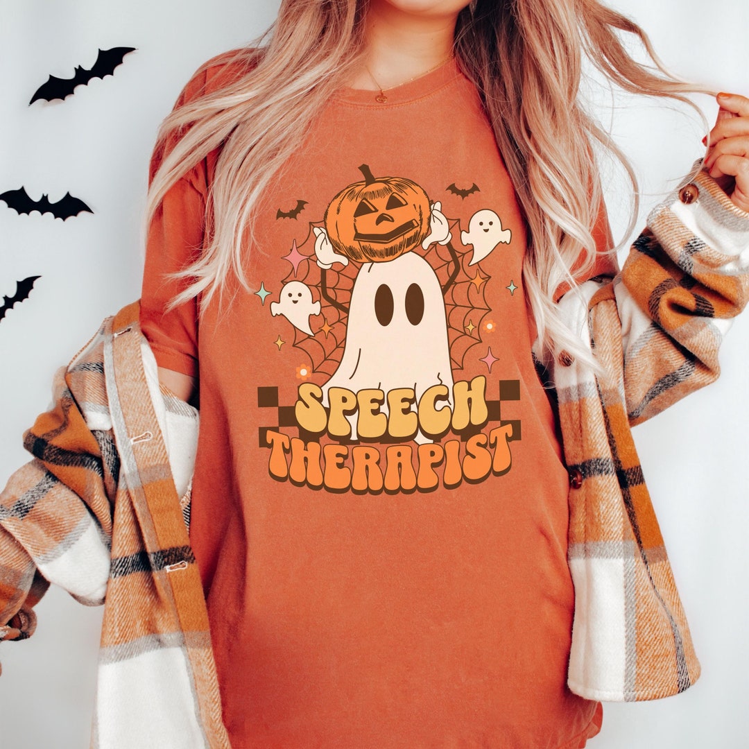 Comfort Colors® Halloween Speech Therapist Shirt, Retro Speech Therapy ...