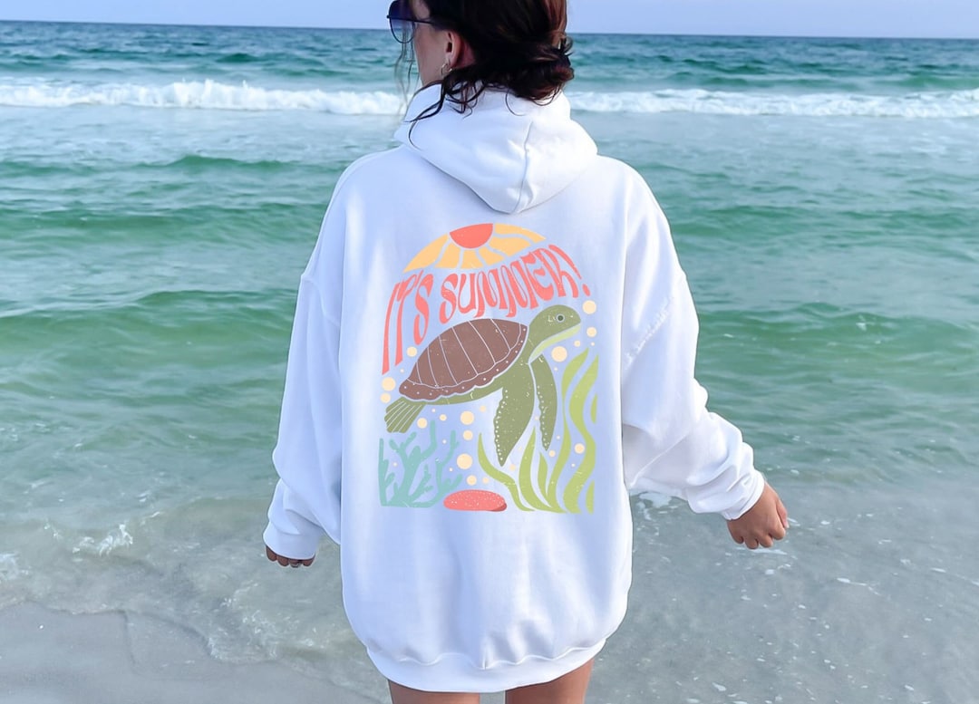 Beachy Hoodie, Turtle Hoodie, Summer Hoodie, Ocean Hoodie, Sea Turtle ...
