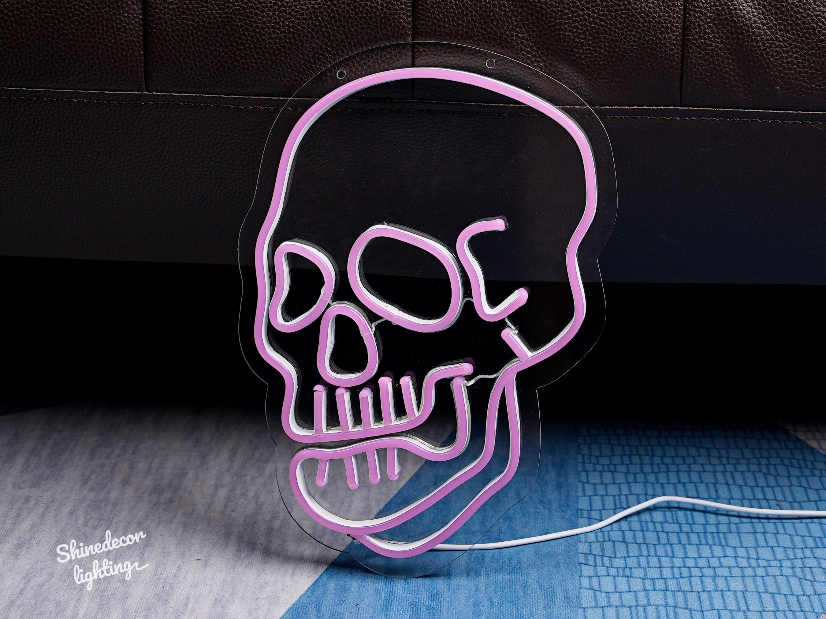 Pink Skull Neon Sign, Led Neon Sign, Desk Neon Sign, Halloween Led Sign ...
