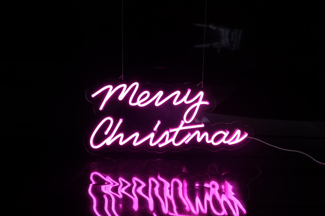 Pink Merry Christmas LED Neon Sign, Neon Signs for Party Wall Decor ...