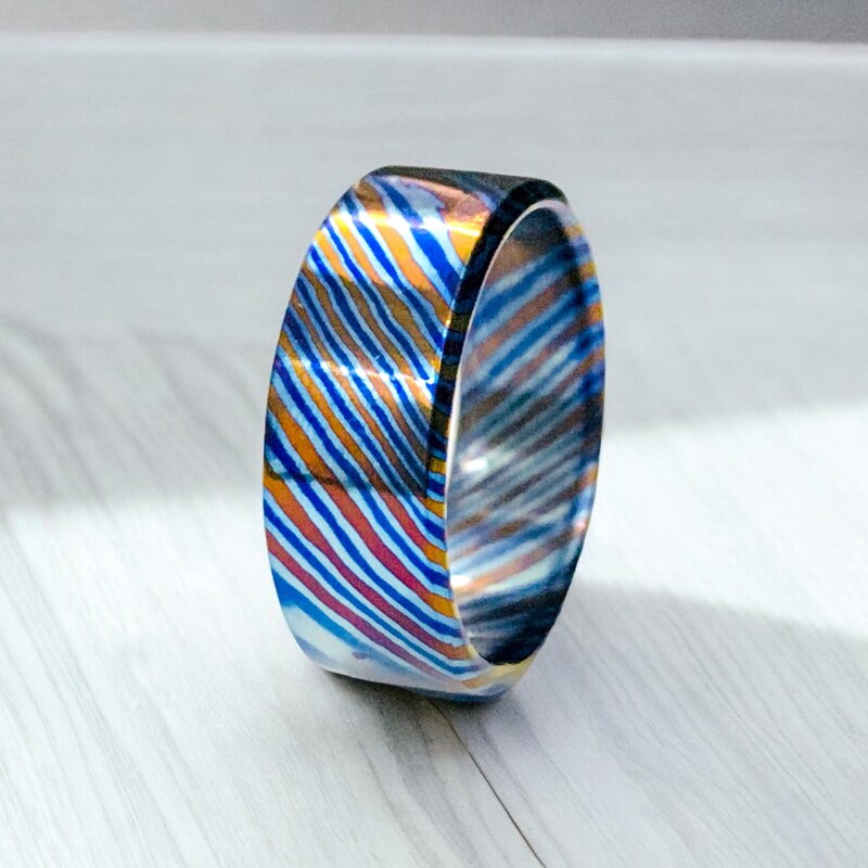 Titanium Damascus Ring - Etsy