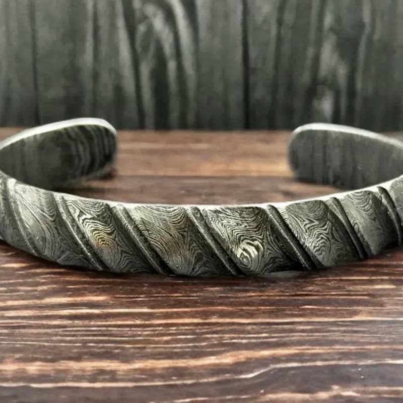 Damascus Wedding Band Men - Etsy