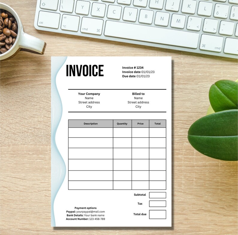 Invoice Template Canva / Modern Billing Form / Editable / Instant ...