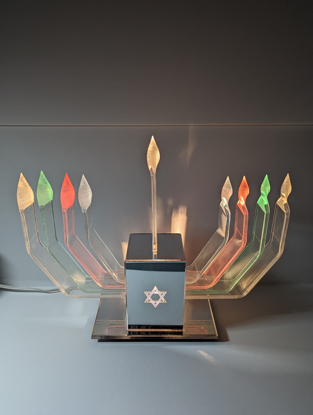 Vintage Lucite Mirrored Menorah Multi-color Electric - Etsy