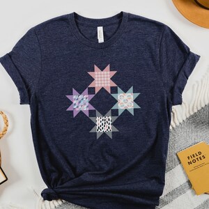 Sawtooth Star Quilt Block Design T-shirt, Cottagecore Gift for Quilter ...