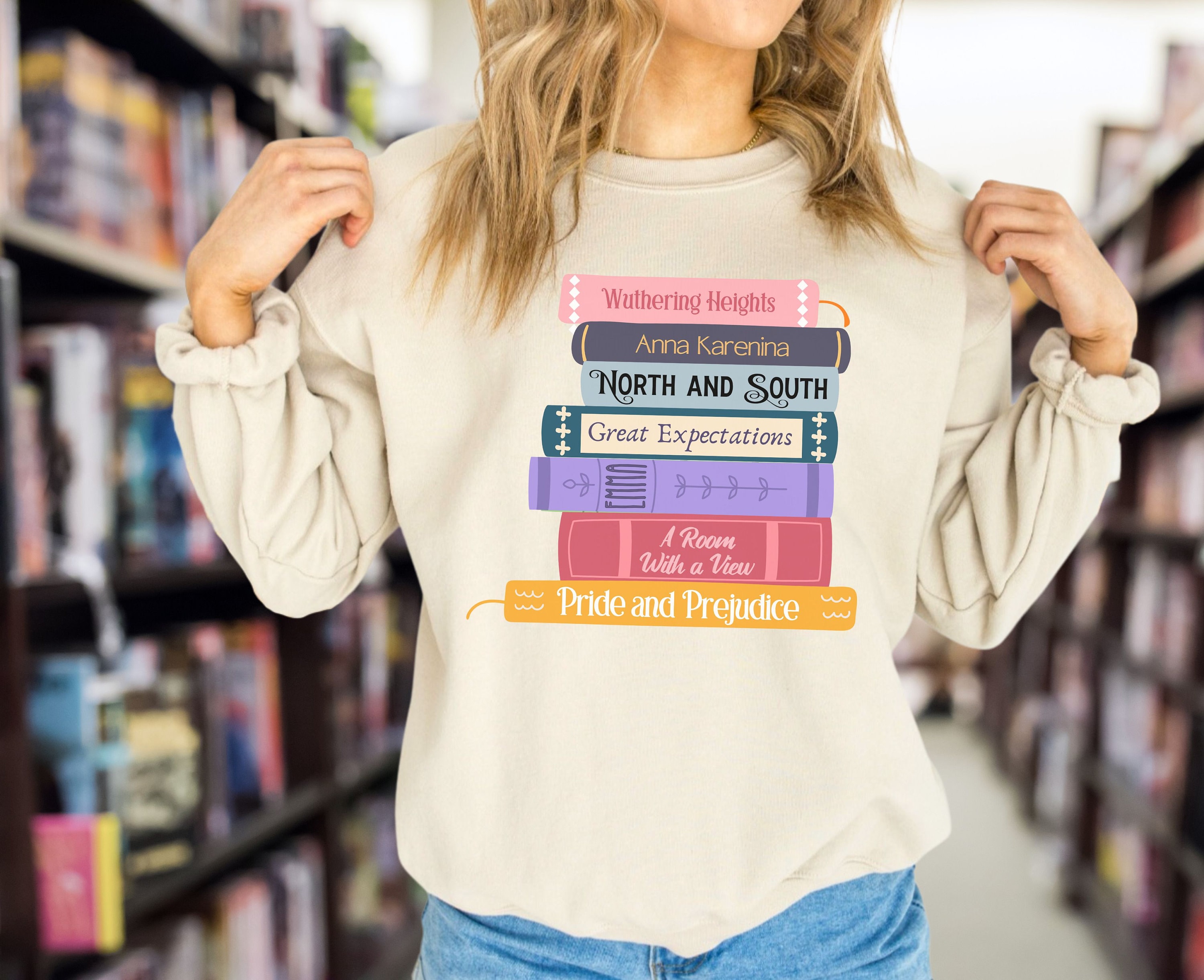 Classic Romantic Novels Book Stack Shirt, Booktok Reader Valentines Day ...