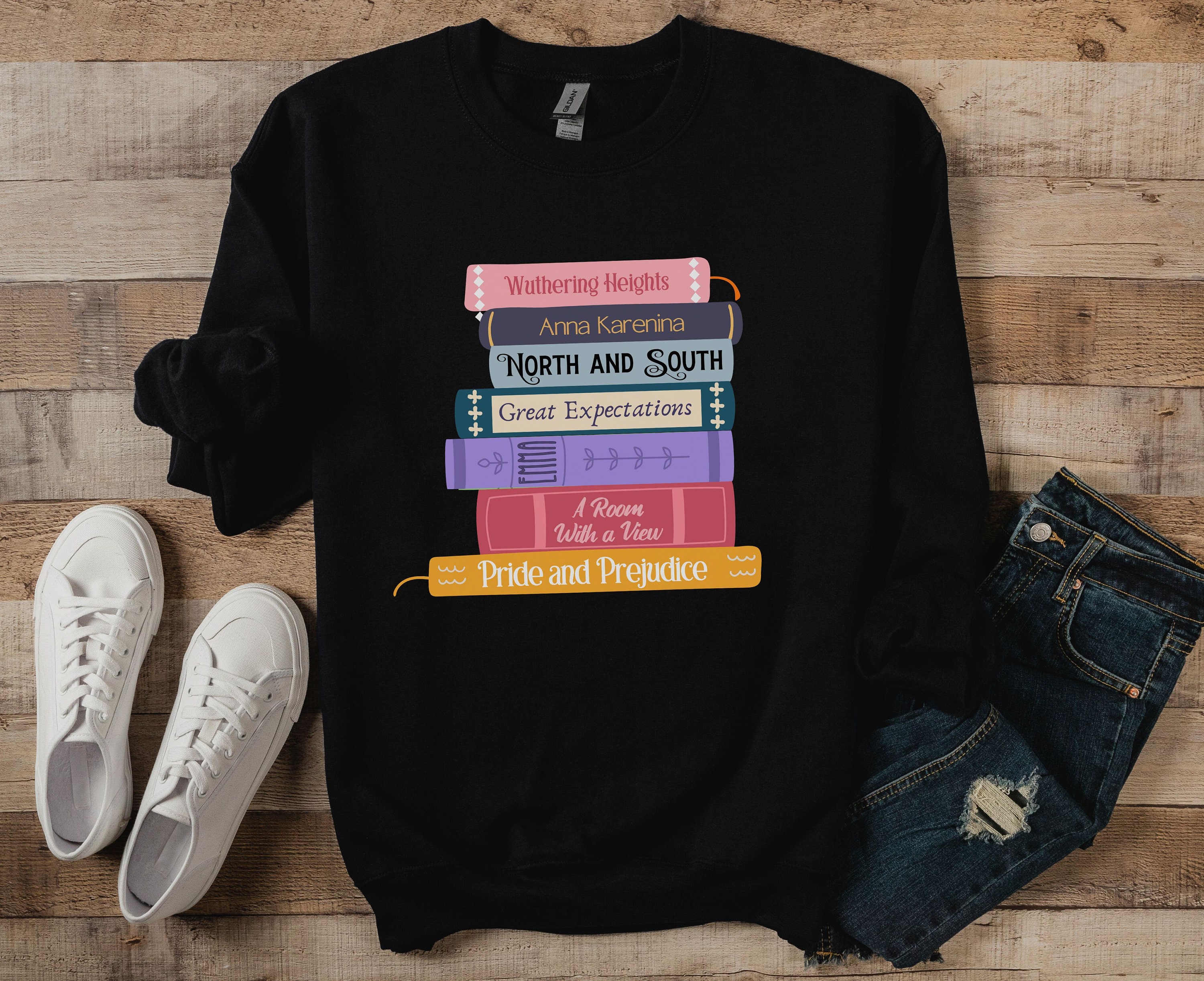 Classic Romantic Novels Book Stack Shirt, Booktok Reader Valentines Day ...