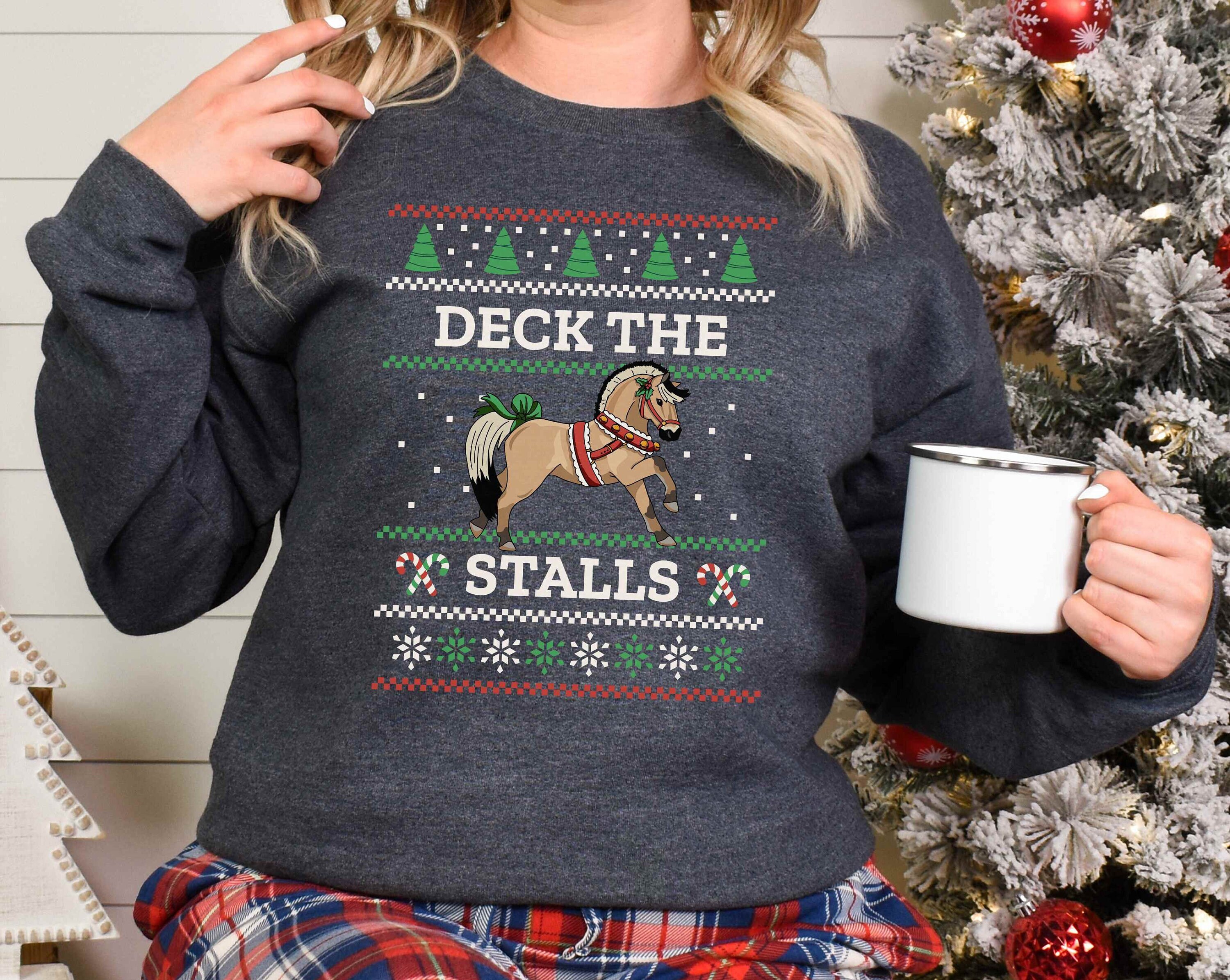 Deck the Stalls Equestrian Ugly Christmas Sweatshirt, Norwegian Fjord ...