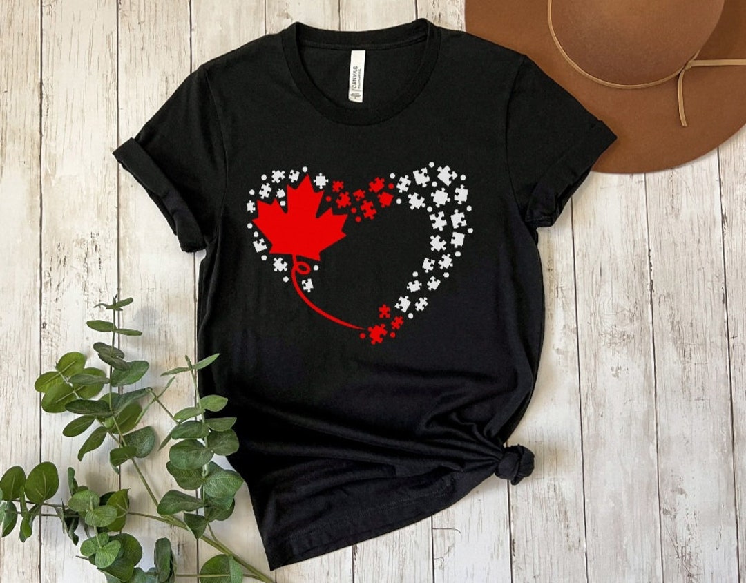 Canadian Puzzle Player Heart Tee, Unique Jigsaw Puzzle Nerd Gift Tshirt ...