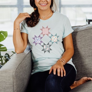 Sawtooth Star Quilt Block Design T-shirt, Cottagecore Gift for Quilter ...
