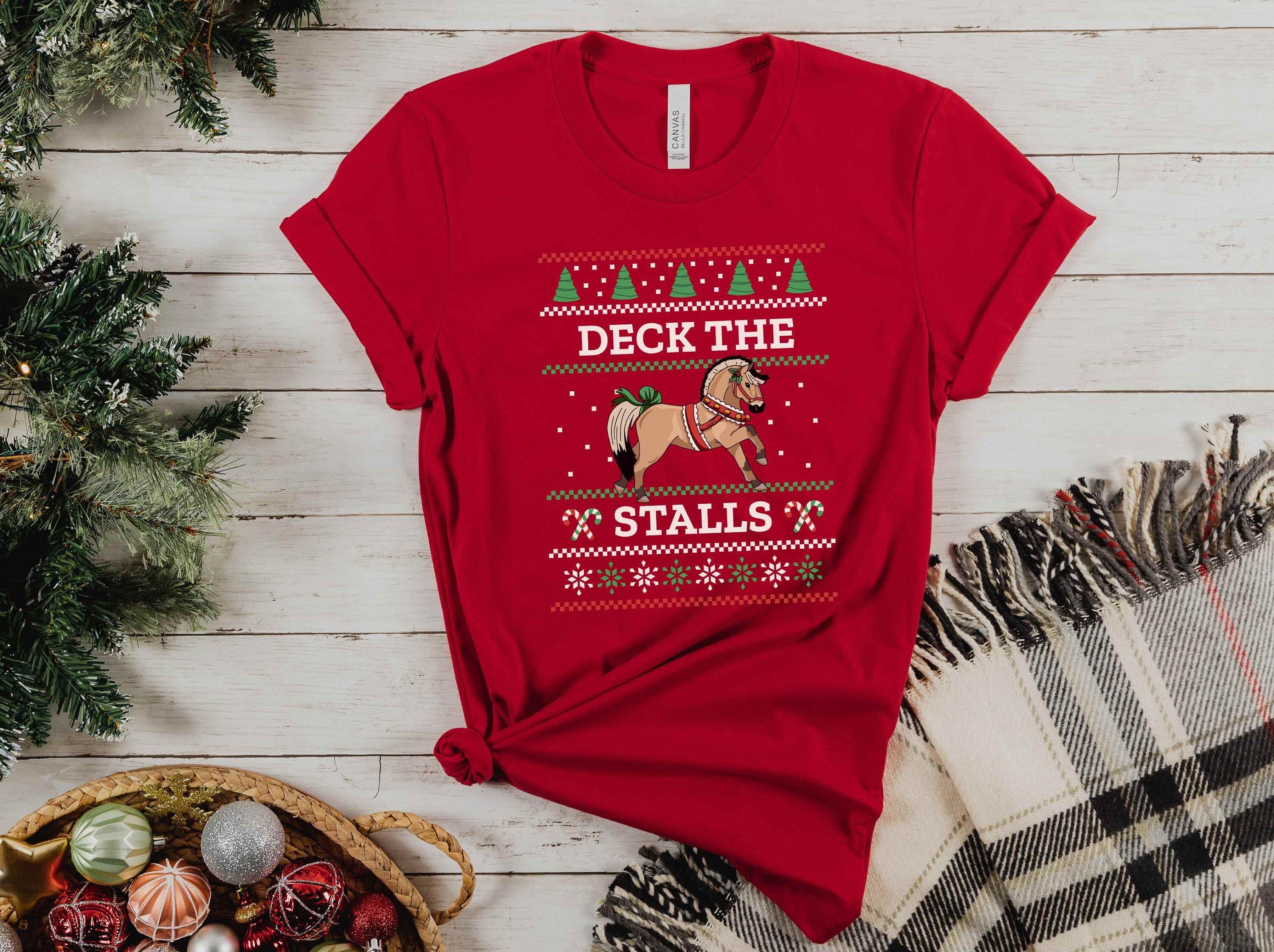 Deck the Stalls Equestrian Ugly Christmas Sweatshirt, Norwegian Fjord ...