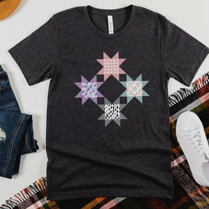 Sawtooth Star Quilt Block Design T-shirt, Cottagecore Gift for Quilter ...