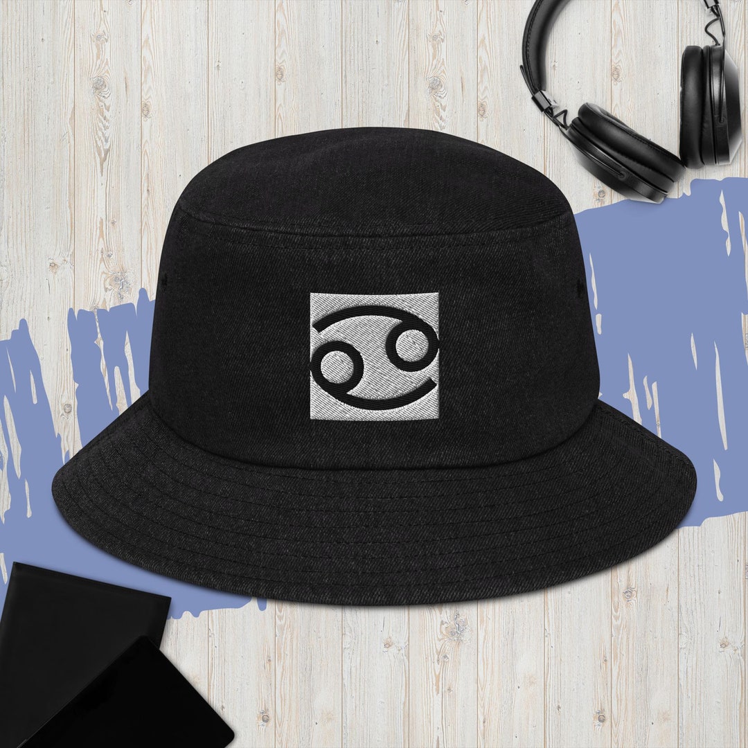Zodiac Denim Bucket Hat Cancer Symbol Festive Hat Infinity - Etsy