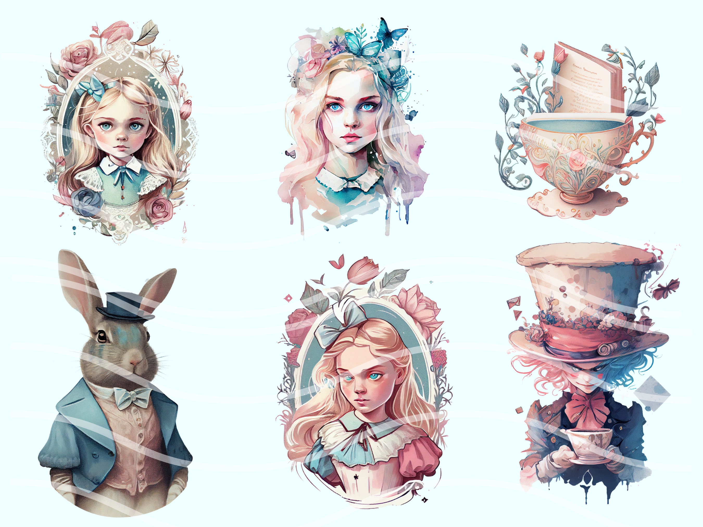 Watercolor Alice in Wonderland Clipart Bundle Tea Party, Queen of ...