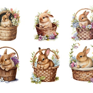 Cute Bunny Clipart Bundle - Spring Bunny Clipart - Bunny Watercolor ...