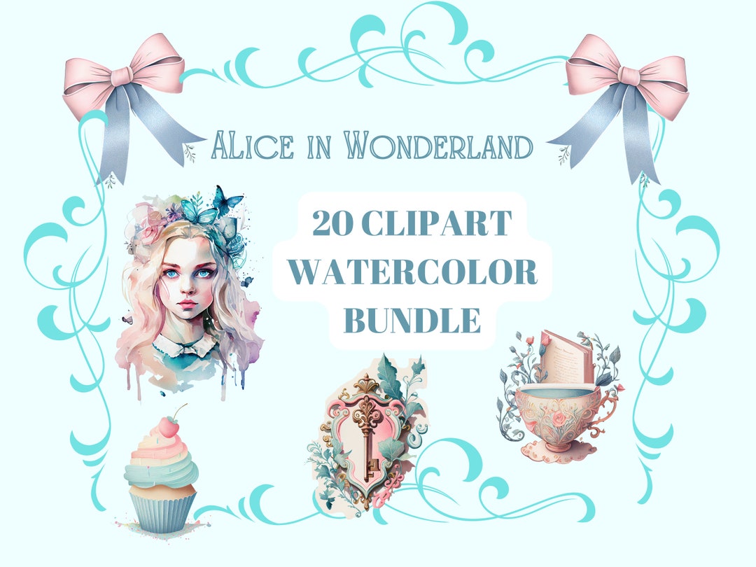 Watercolor Alice in Wonderland Clipart Bundle Tea Party, Queen of ...