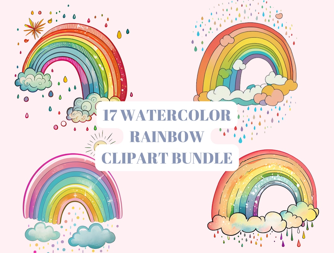 17-piece Watercolor Rainbow Clipart Bundle for Nursery Decor, Baby ...