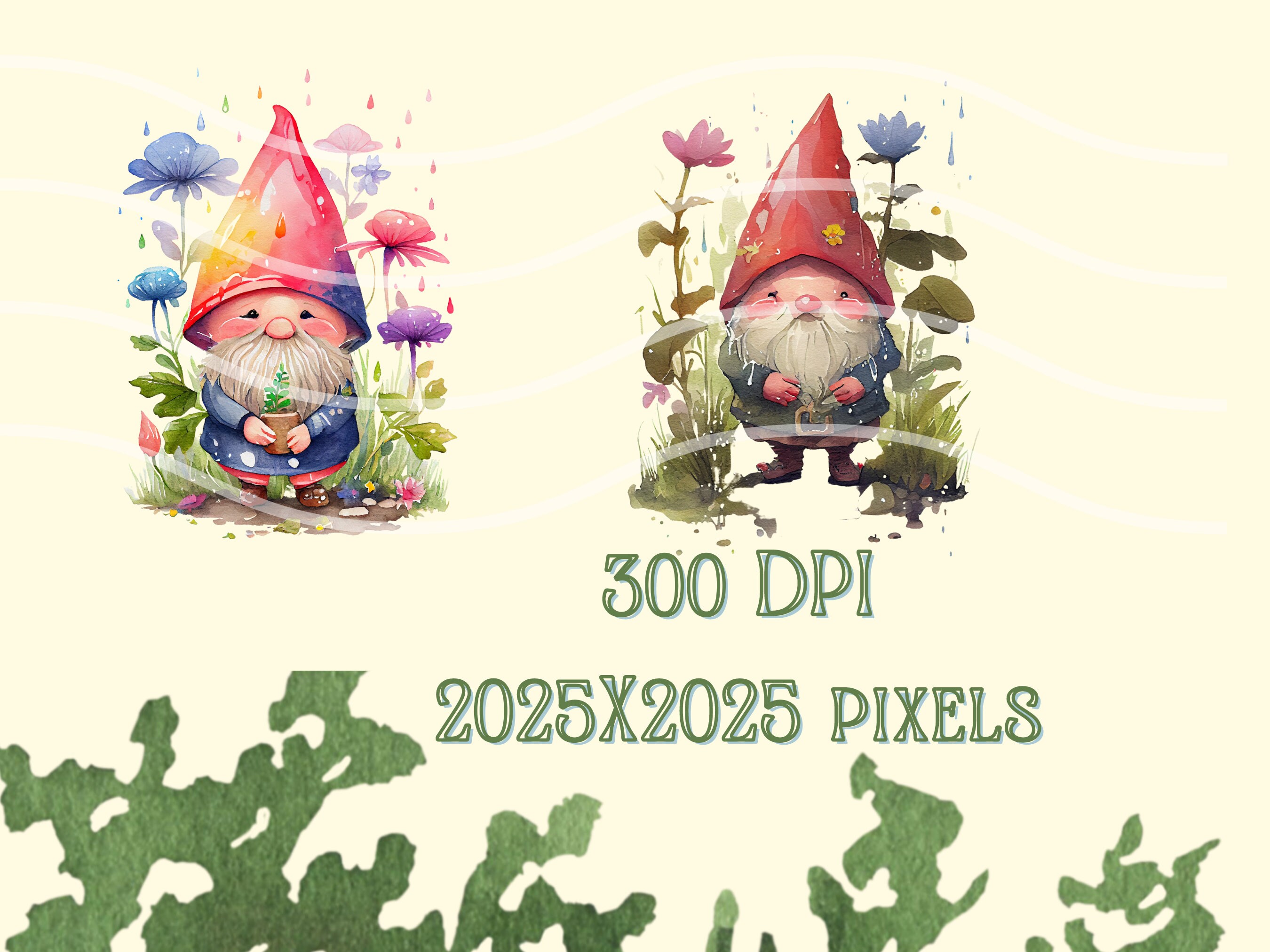 Delightful Spring Garden Gnomes Watercolor Clipart Bundle - Etsy